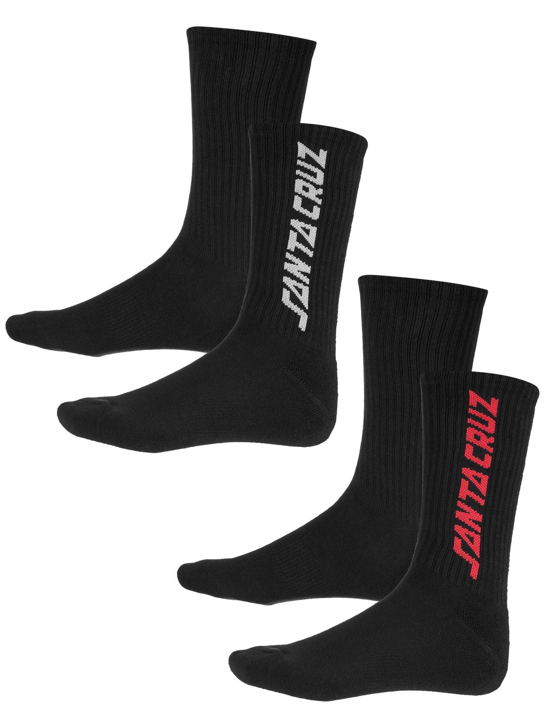 Santa Cruz Solid Strip 2 Pack Socks Black Multi | Skate Warehouse